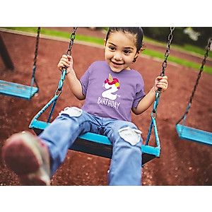 Unicorn 2nd Birthday Outfits for Toddler Girls Two Year Old 2 Shirt Girl Second (Purple, 2 Years)