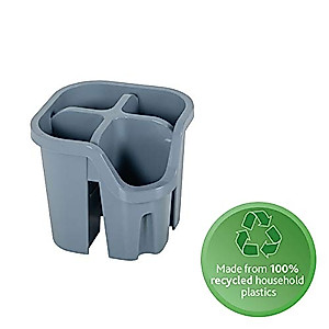 Addis Eco 100% Recycled Plastic Cutlery Utensil Drainer Tray holder caddy with 4 compartment, Light Grey