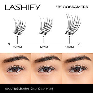 Lashify Bold 12mm Gossamer DIY Eyelash Extensions Refill, Black, Easy False Eyelashes for a Natural Look