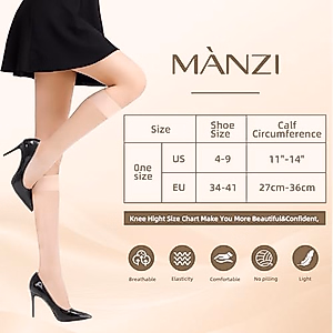MANZI 12 Pairs Lady's Sheer Knee High Stockings, 12 Pairs Nude