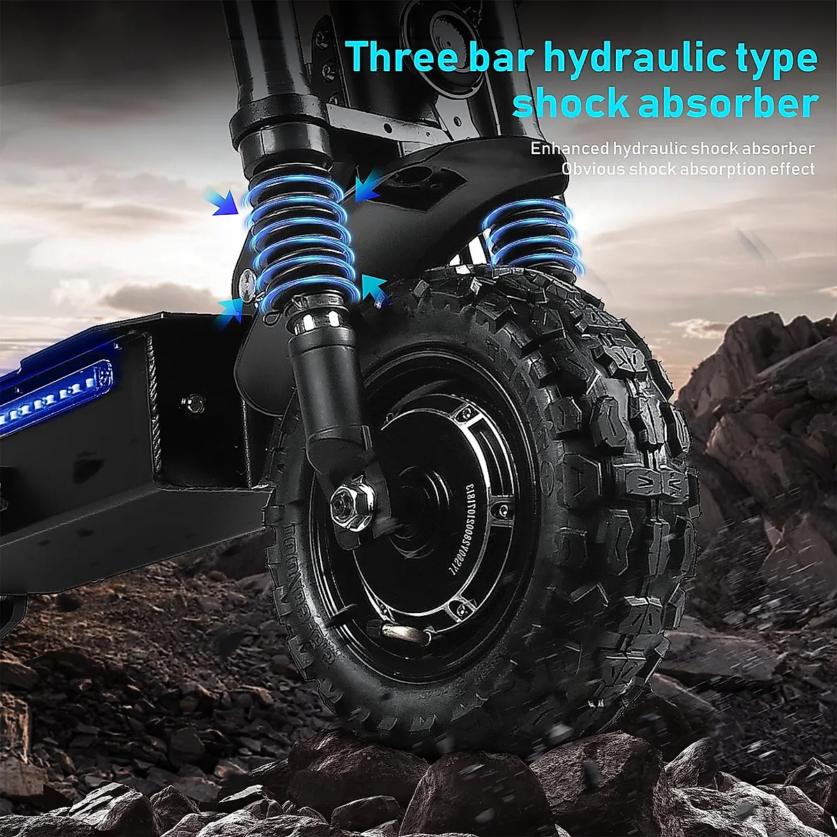 60V33AH Adult Electric Scooter Dual Drive 5600W Motor, Max Speed 50mph, Max Range 60 Miles, 11 Inch All Terrain Off-Road Tires, Electric Scooter with Detachable Seat