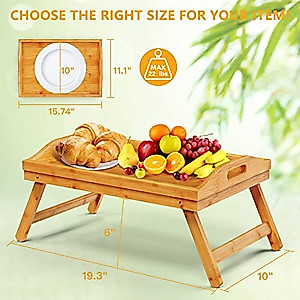 Bamboo Bed Tray Table for Eating Foldable Breakfast Tray for Bed, Trays for Eating Dinner Serving Tray with Folding Legs for Bedroom, Hospital, Home by FURNINXS