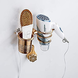 Gold Color Blow Dryer Holder Hair Tools Organizer Comb Storage Caddy,Adhesive or Drilling