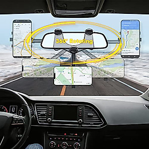 Phone Mount for Car, 360°Rotatable and Retractable Car Phone Holder Mount Multifunctional Rearview Mirror Phone Holder Car Adjustable Cell Phone Holder for All Smartphones