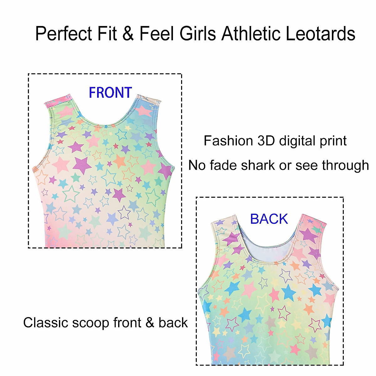 Toddler Gymnastics Leotards for Girls Size 18 Months 1t 2t Sleeveless Tank Rainbow Star Gym Practice Outfits Tumbling Biketard