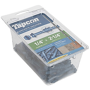 ITW Brands 24325 1/4" x 2.25", Steel, Hex Washer Head Concrete Anchors, Silver