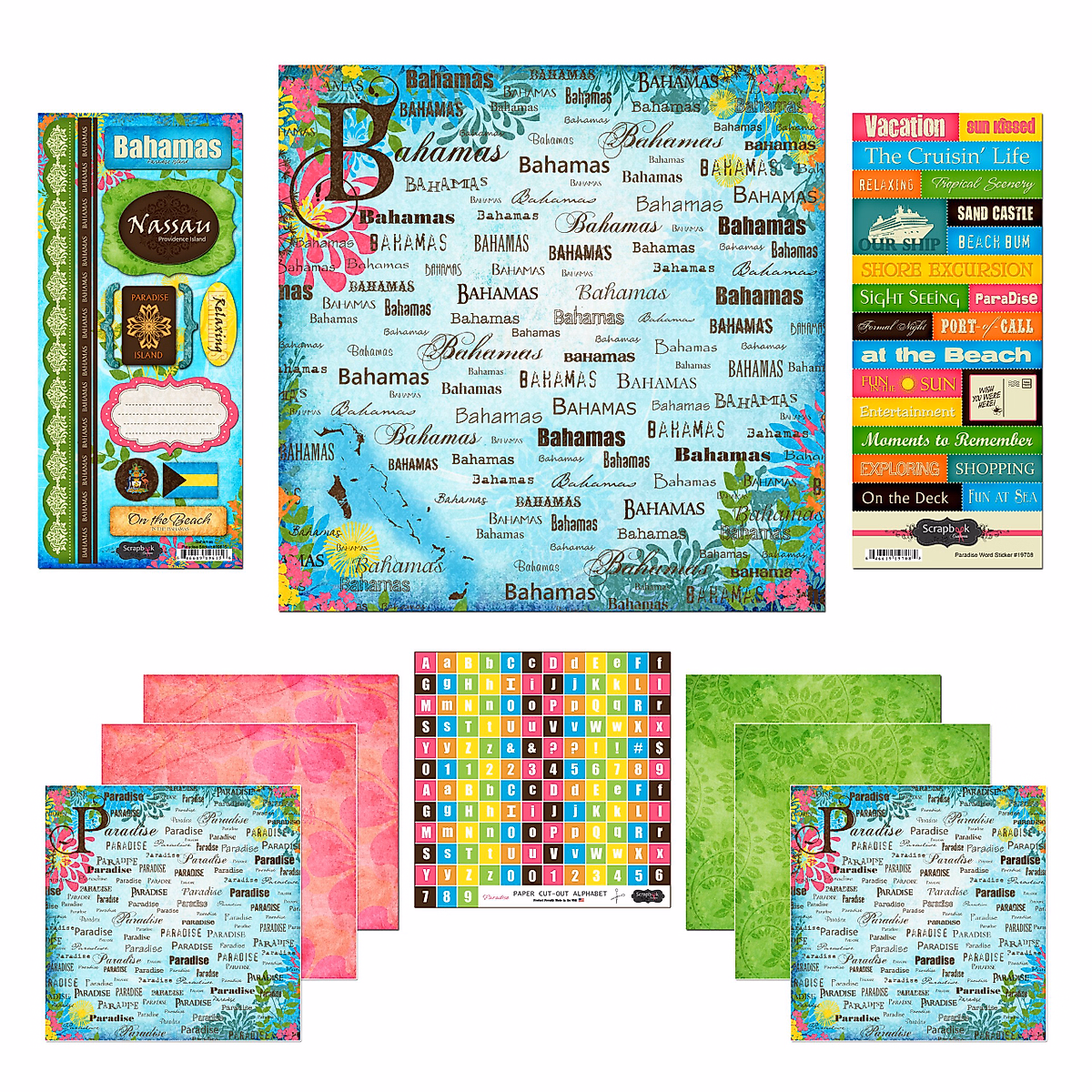 Scrapbook Customs Themed Paper and Stickers Scrapbook Kit, Bahamas Paradise, 12 inch by 12 inch