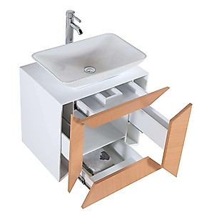 Fine Fixtures Maxi 24" Wall Mounted Bathroom Vanity Set Elm Veneer with Vessel Sink