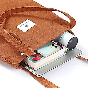 WantGor Women Corduroy Tote Bag, Large Shoulder Hobo Bags Casual Handbags Big Capacity Shopping Purses Work Bag