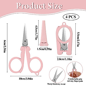 4Pcs Mini Folding Badge Reel Scissors Stainless Steel Scissors with Safety Cap Scissors Travel Scissors Mini Shear Tiny Cutter for Cutting Scrapbooking Crafting Sewing Home and Travel Use
