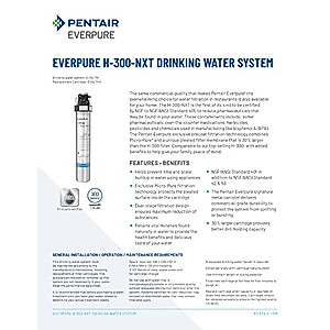 Pentair Everpure H-300-NXT Drinking Water System, EV927151, Includes Filter Head, Filter Cartridge, All Hardware and Connectors, 300 Gallon Capacity, 0.5 Micron