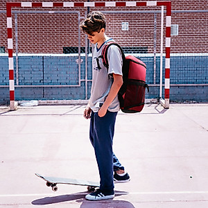 MIER Basketball Backpack Soccer Bag with Shoes/Ball Compartment, Large Sports Back Pack Equipment Bag for Men Women Athletes, 35L, Red