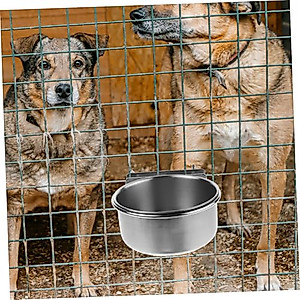 Sosoport Wall Mounted Dog Bowl Dog Bowls with Clamp Holder Small Cat Dishes Bird Feeder Cage Hanging Pet Bowl Puppy Water Bowl Hanging Cage Dog Bowls Kennel Bowls Silver Stainless Steel