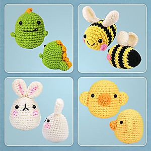 PP OPOUNT Beginner Crochet Kit, Crochet Starter Kit for Adults and Kids, Complete Crochet Set to Make 4 PCS Animals, Learn to Crochet with Step-by-Step Instruction and Video Tutorials