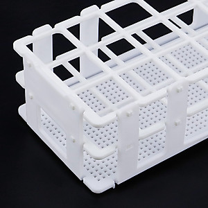 Antrader Plastic Test Tube Rack for 30mm Tubes,21 Holes Lab Test Tube Rack Holder,Detachable,White