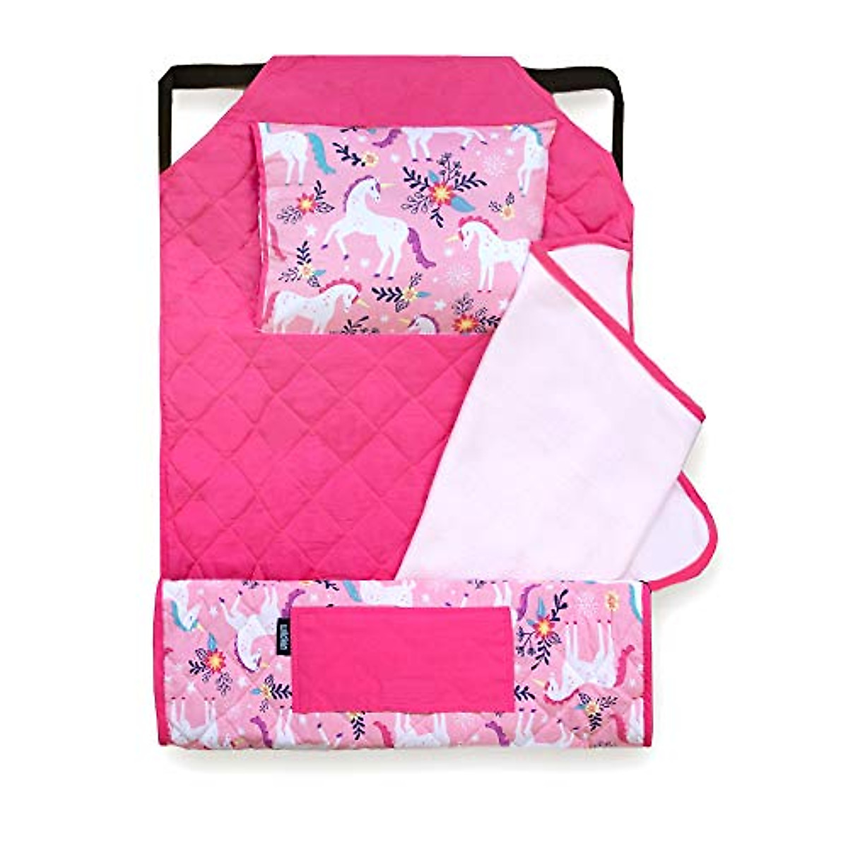 Wildkin Kids Modern Nap Mat with Reusable Pillow for Boys & Girls, Perfect for Elementary Sleeping Mat, Features Elastic Corner Straps, Soft Cotton Blend Materials Nap Mat for Kids (Magical Unicorns)