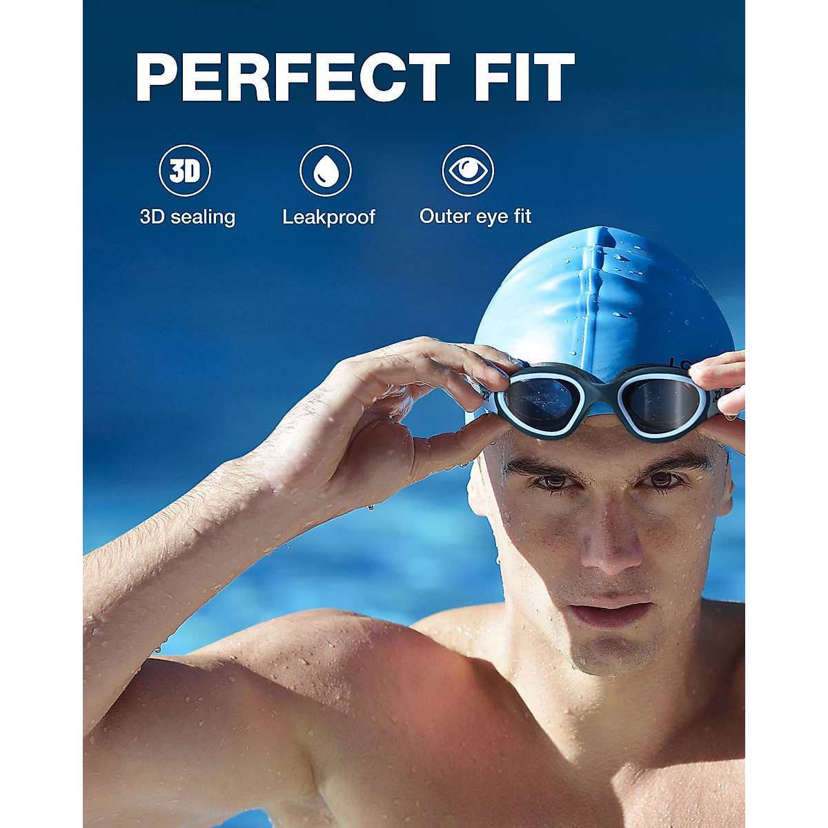 ZIONOR Swim Goggles, Upgraded G1 Polarized Swimming Goggles UV Protection Anti-fog Adjustable Strap for Men Women Adult Indoor or Outdoor (Polarized Smoke Lens)