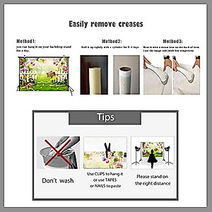 LTLYH 8x6ft Spring Easter Floral Bokeh Backdrop Easter Photo Decorations Background Easter Rabbit Colorful Eggs Fence Grass Wall Decor Photography Background 172