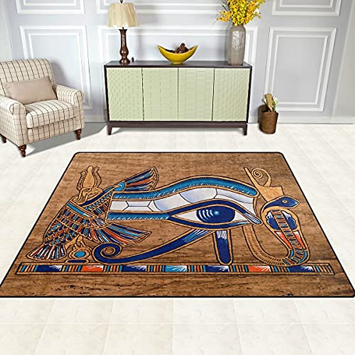 ALAZA Egyptian Papyrus Horus Eye Area Rug Rugs for Living Room Bedroom 5'3"x4'