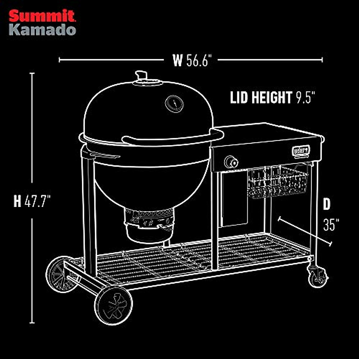 Weber Summit Kamado S6 Charcoal Grilling Center, Black