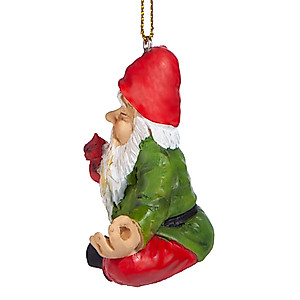 Design Toscano QM17010 Christmas Ornament - Garden Gnomes Figurine - Zen Garden Gnomes - Meditating Gnome Statues, 3 Inch