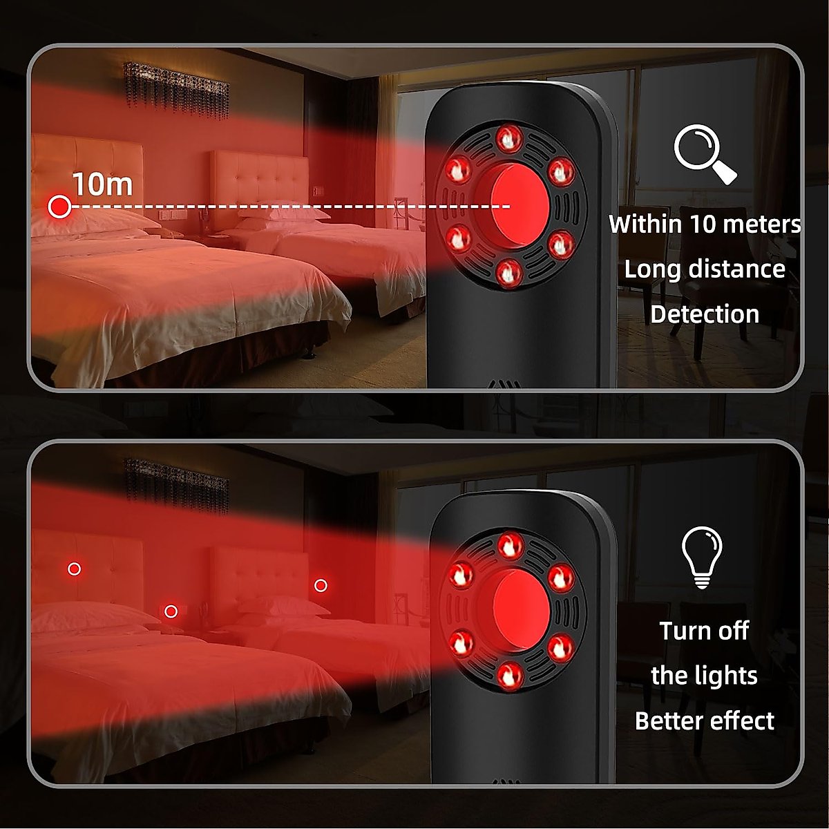 YYLUUT Hidden Camera Detectors Anti Spy Detector Hidden Devices Spy Camera Bug Detector, Privacy Protector, GPS Tracker Detector Wireless Signa Anti-Sneak Anti-Monitoring Scan Tracker Detector