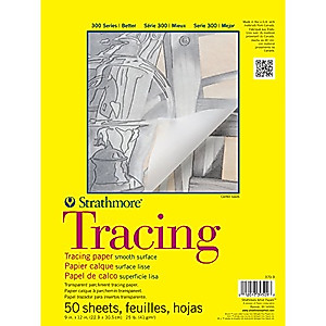 Strathmore 300 Series Tracing Paper Pad, Tape Bound, 11x14 inches, 50 Sheets (25lb/41g) - Artist Paper for Adults and Students