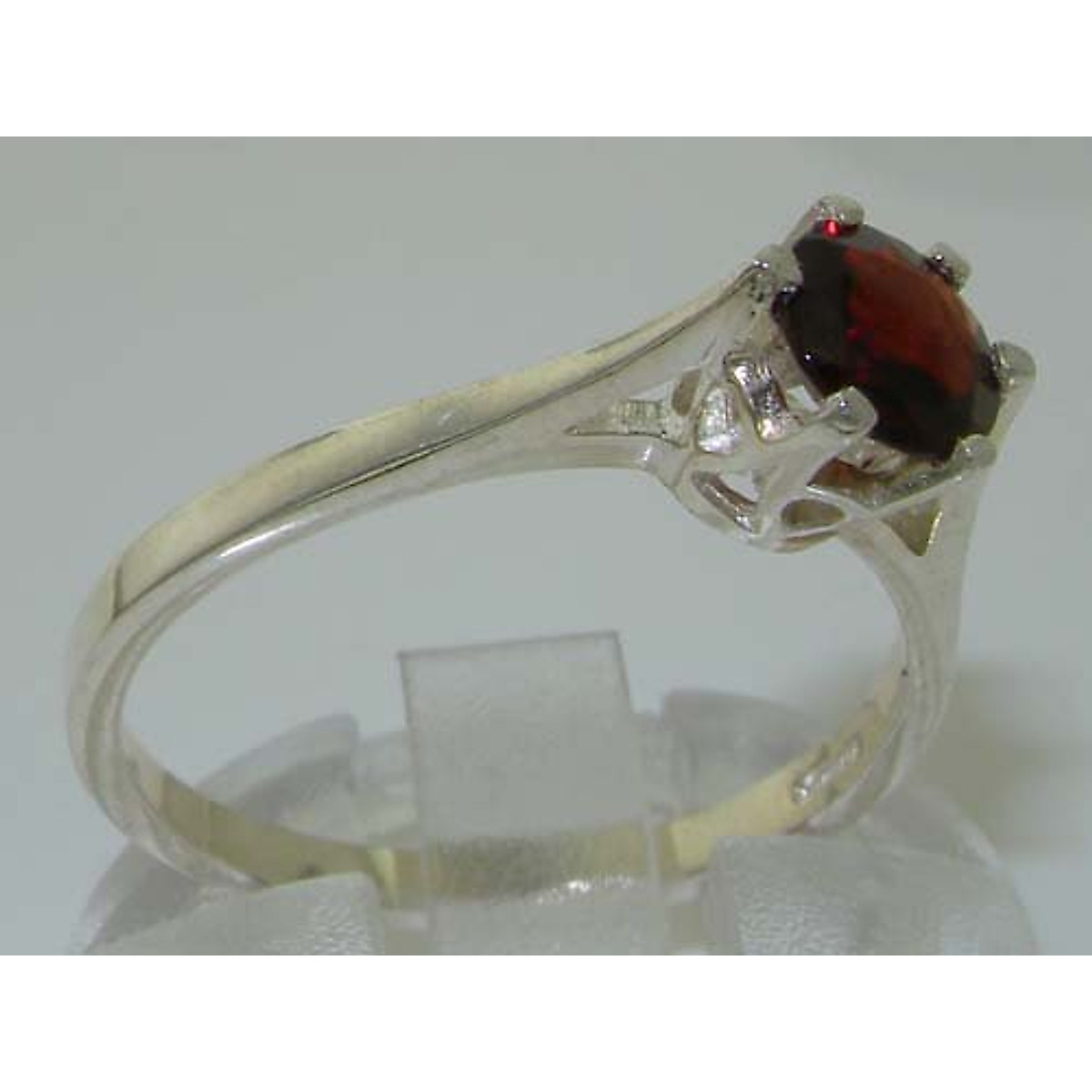 925 Sterling Silver Natural Garnet Womens Solitaire Ring - Sizes 4 to 12 Available