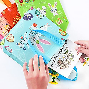YANGTE 24Pcs Easter Bags Kid Easter Baskets with Handle, Reusable Gift Bags Easter Tote Bag Bulk Non Woven Goodie Bags Party Bags for Easter Egg Hunt Holiday Party Supplies