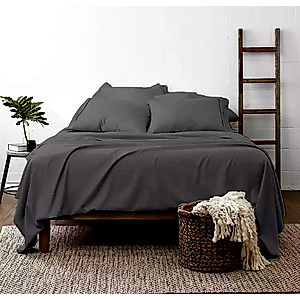 MGPS 100% Real Certified Organic Cotton Bedsheet Set, Full Size 6 Piece 1000 Thread Count Sheets Sets, [1 Fitted + 1 Flat + 4 Pillowcases], Extra 30" Deep Pocket - Dark Grey