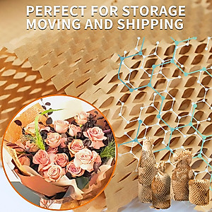 Honeycomb Packaging Paper, 15" x 135' Packing Paper Recyclable Moving Supplies Bubble Cushion Wrapping Paper for Packing Moving Shipping Protective Roll for Protecting Fragile Items