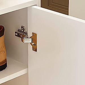 DiDuGo Shoe Cabinet with 2 Flip Drawers & Locker, Shoe Storage Cabinet with Drawer & Bottom Shelf, for Entryway Hallway White (35" W x 8.7" D x 47.2" H)