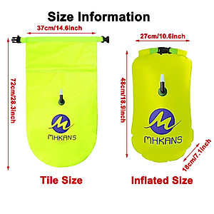 YMLHOME Swim Buoy 20L Swimming Safety Buoy Float Dry Bag with Adjustable Waist Belt and Waterproof Cell Phone Bag for Open Water Swimmers and Safer Swim Training (Green)