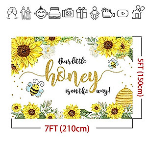 Mocsicka Bee Baby Shower Backdrop Sunflower Sweet Honeycomb Baby Shower Photo Backdrops Bumblebee Bee Day Photography Background (7x5ft)