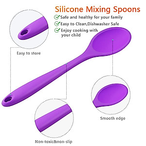 GothaBach 6 Pack 10.8'' Large Silicone Spoons, Heat Resistant Silicone Basting Spoons, Non-Stick Serving Spoon for Mixing, Buttering and Tasting