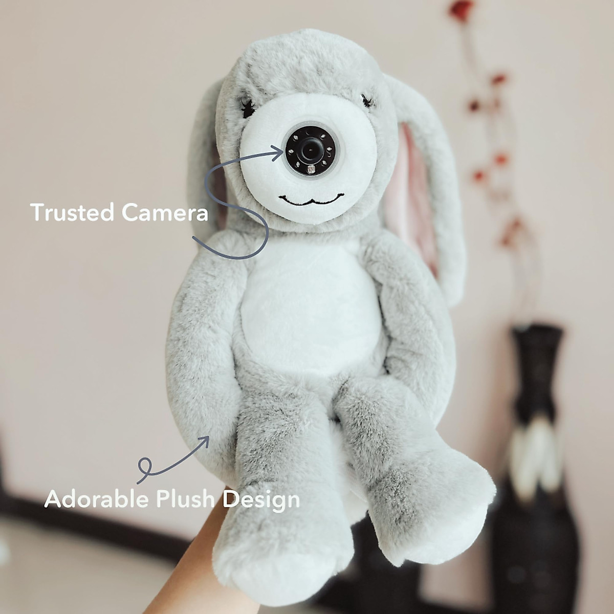 zooby Car Baby Monitor Helps Reduce Distracted Driving! Our Cuddly Plush Monitor That Babies Love Serves as a Soothing Companion for Baby so You Can Drive with Complete Peace of Mind - Bailey Bunny