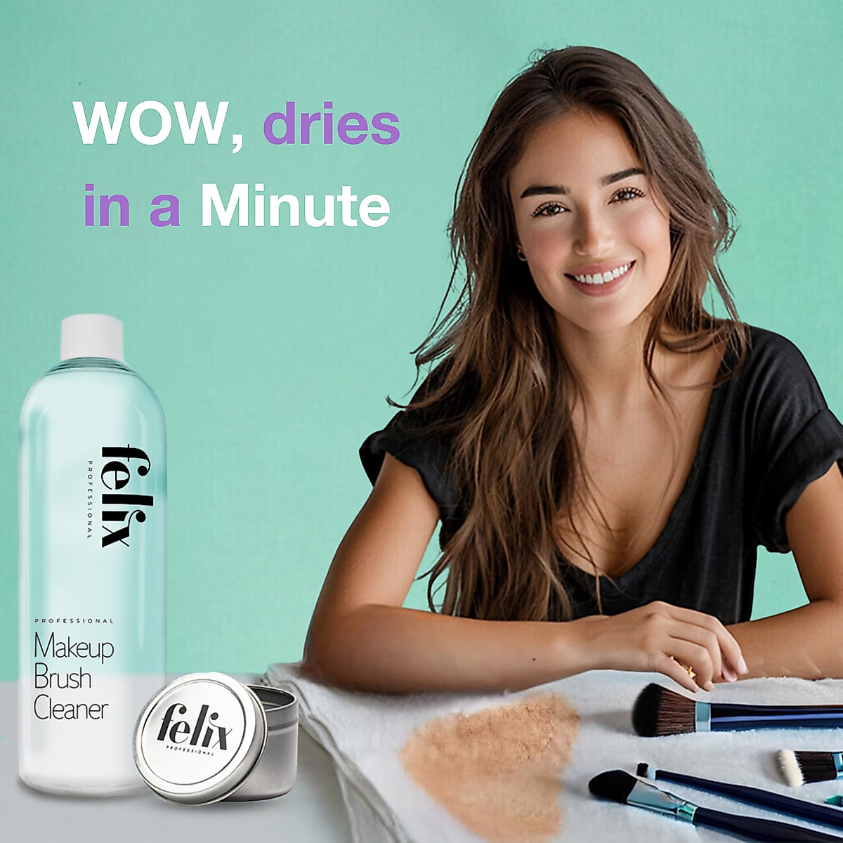 Makeup Brush Cleaner - Deep Clean Rinse Free Quick Dry - Ideal for Cleaning and Odorizing Natural and Synthetic Make-up Brushes 8 oz