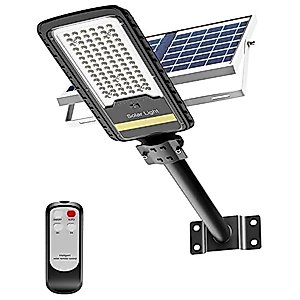 AWANFI Solar Street Light Outdoor, Solar Powered Flood Light Waterproof Dusk to Dawn with Remote Control On/Off Switch for Outside Yard Parking Lot Lighting