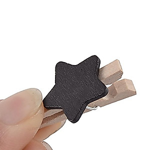 uxcell Star Shaped Card Holder Photo Spring Pegs Mini Wooden Clip 20pcs Black