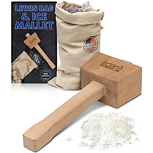 Eparé Lewis Bag & Ice Mallet - Manual Ice Crusher Wooden Hammer - Canvas Crushing Bag - Crushed Ice Bar Cocktails - Bartender & Kitchen Tools Kit