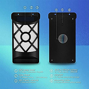 Aityvert Solar Flame Lights Outdoor, Waterproof Flickering Flame Solar Lights Dark Sensor Auto On/Off 66 LED Solar Powered Wall Mounted Night Lights Lattice Design for Patio Deck Driveway