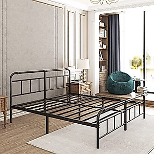Uliesc 14 Inch King Size Bed Frame with Headboard and Footboard, No Box Spring Needed Heavy Duty Metal Platform, Premium Steel Slat Mattress Foundation with Storage, Noise Free Iron-Art Bed Frame
