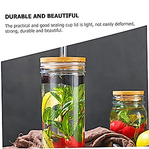 LIGHTAOTAO 3Pcs wooden lid bamboo sealing lids drinking jars lids beer can lids bamboo mason jar lids glass jars lids wide mouth glass jars bottle lid with hole glass bottle drinks Silica gel