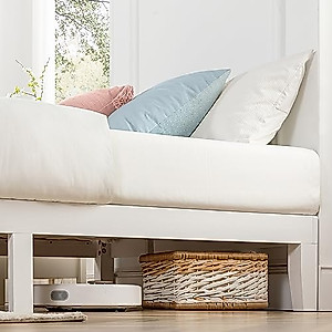 Mellow Naturalista Classic 12 Inch Solid Wood Platform Bed with Wooden Slats, King, White