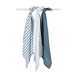 lulujo Baby Swaddle Blanket| Unisex Softest 100% Cotton Receiving Blanket| Set of 3| Blueberries