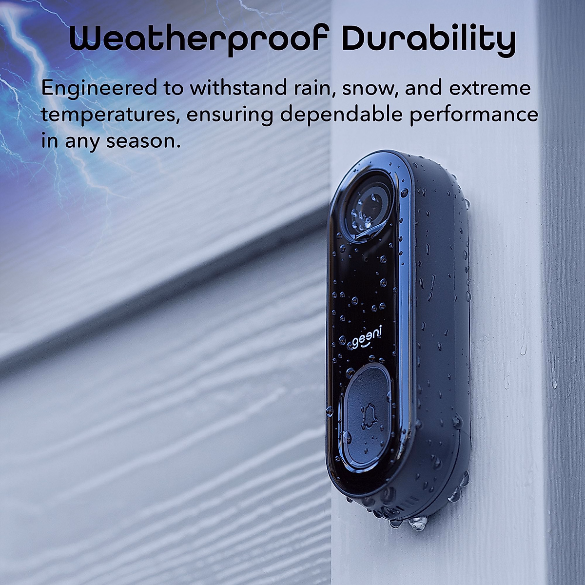 Geeni Doorpeek Video Doorbell - HD 1080p Video Quality, Weather-Resistant, 2-Way Audio - Motion Detection and Alerts - Easy Installation with Existing Doorbell Wiring - Requires 2.4GHz WiFi - Black