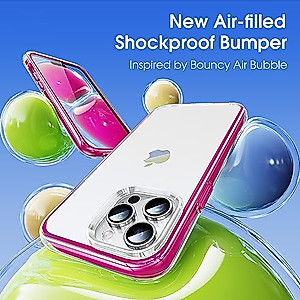 CASEKOO Air-Filled Designed for iPhone 14 Pro Max Case [5X Military Drop Protection][Air-Filled Bumper]Clear Backplane Shockproof Protective Slim Phone Cases for Men Women 6.7 Inch 2022,CloudCush Pink