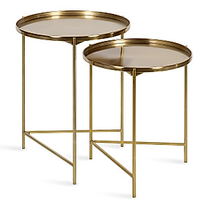 Kate and Laurel Ulani Round Metal Nesting Accent Tables, 2 Piece, Gold