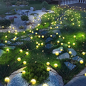 Solar Garden Lights - Newly Upgraded 10LED Starburst Swaying Lights, Swaying With The Wind, Solar Swaying Light,IP65 Waterproof Solar Outdoor Light, Yard Patio Pathway Decoration. (White Warm, 4 Pack)