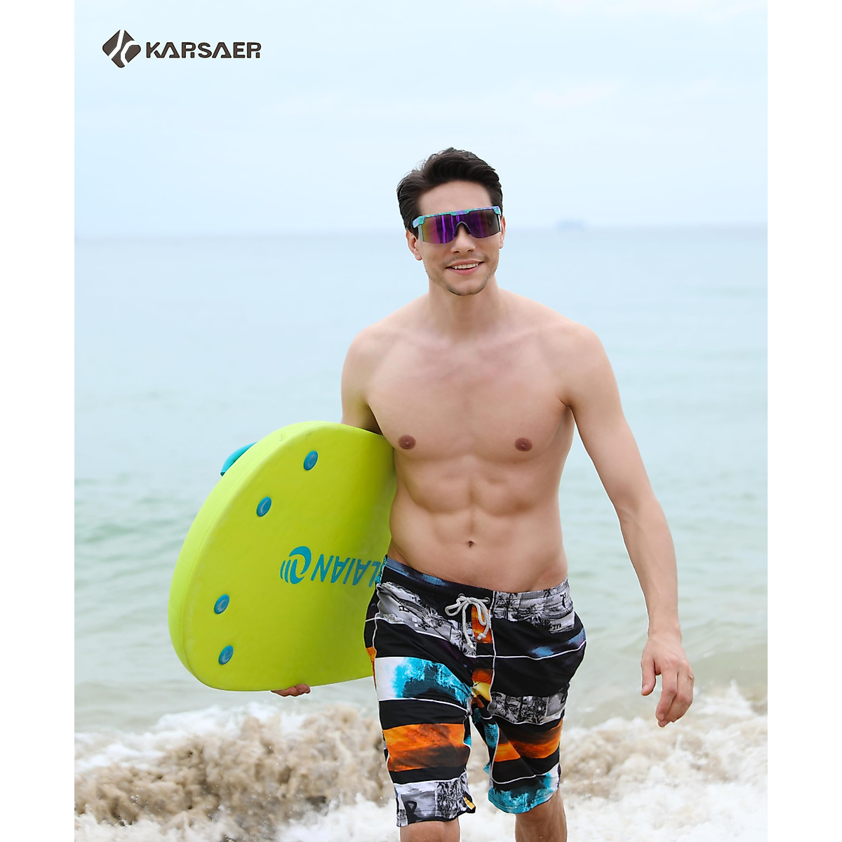 Karsaer Vision 80s 90s Retro Semi Rimless Sunglasses Neon Visor Shades Rainbow Sunlasses for Men Women